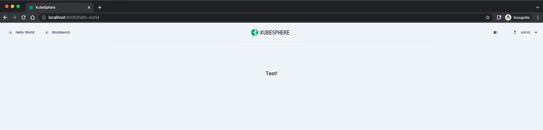 Create a Hello World Extension :: KubeSphere Extension Development Guide